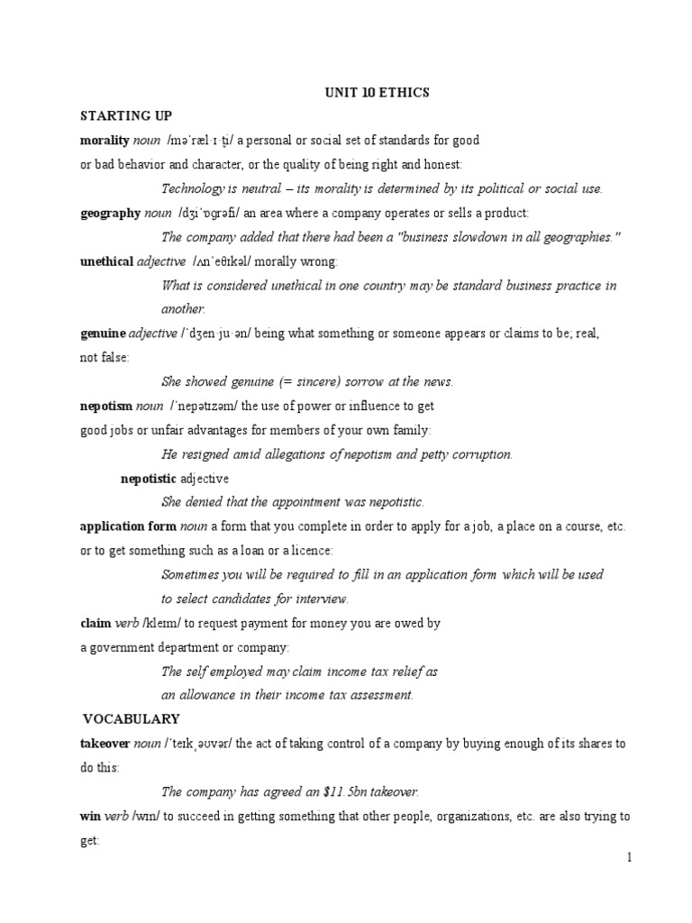 Unit 10 Ethics Pdf Performance Appraisal Money