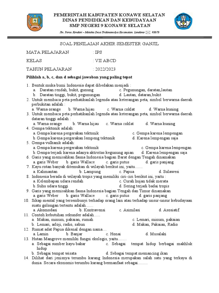 Soal PAS GANJIL BU NUR | PDF