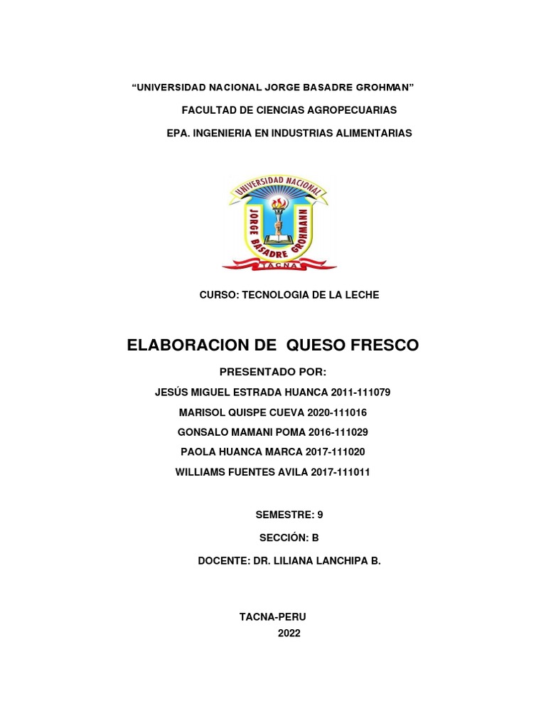 Queso Fresco Lab | PDF | Leche | Queso