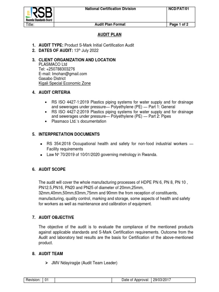 Audit Plan Plasmaco LTD | Download Free PDF | Audit | Business