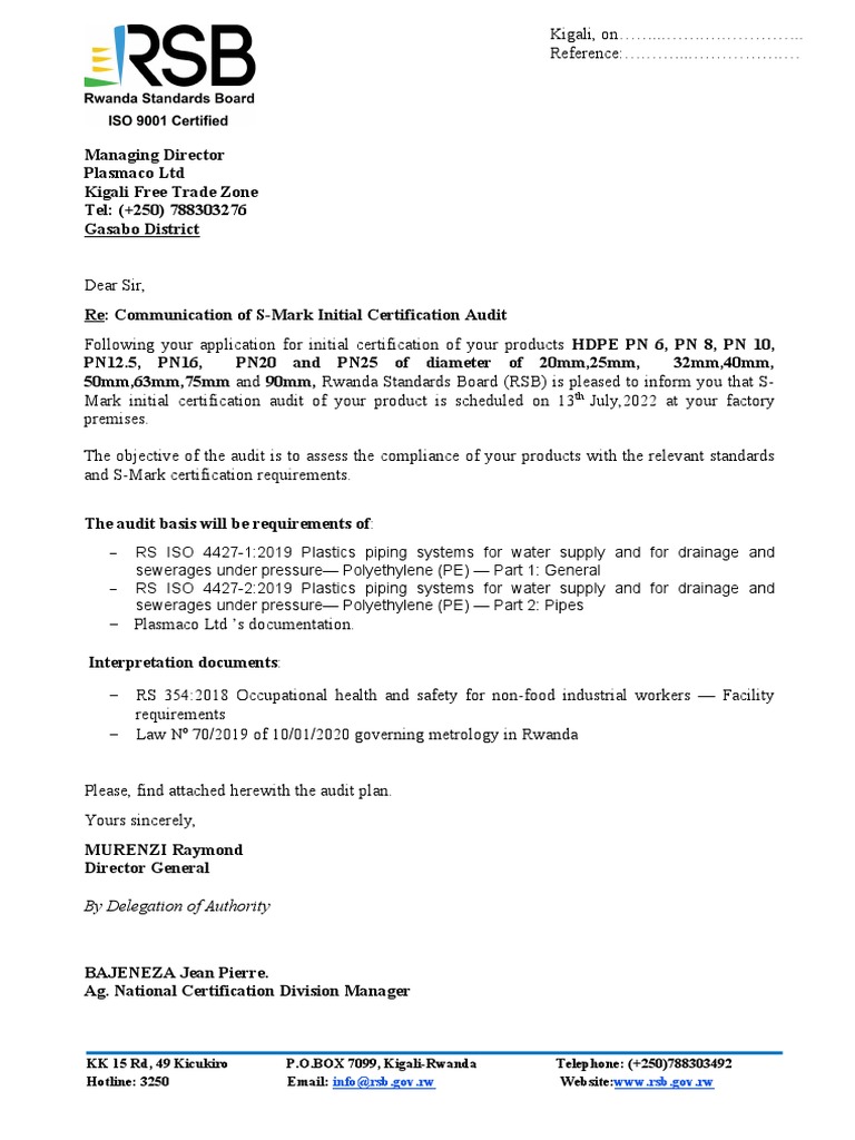 S-Mark Certification Audit Notice | PDF