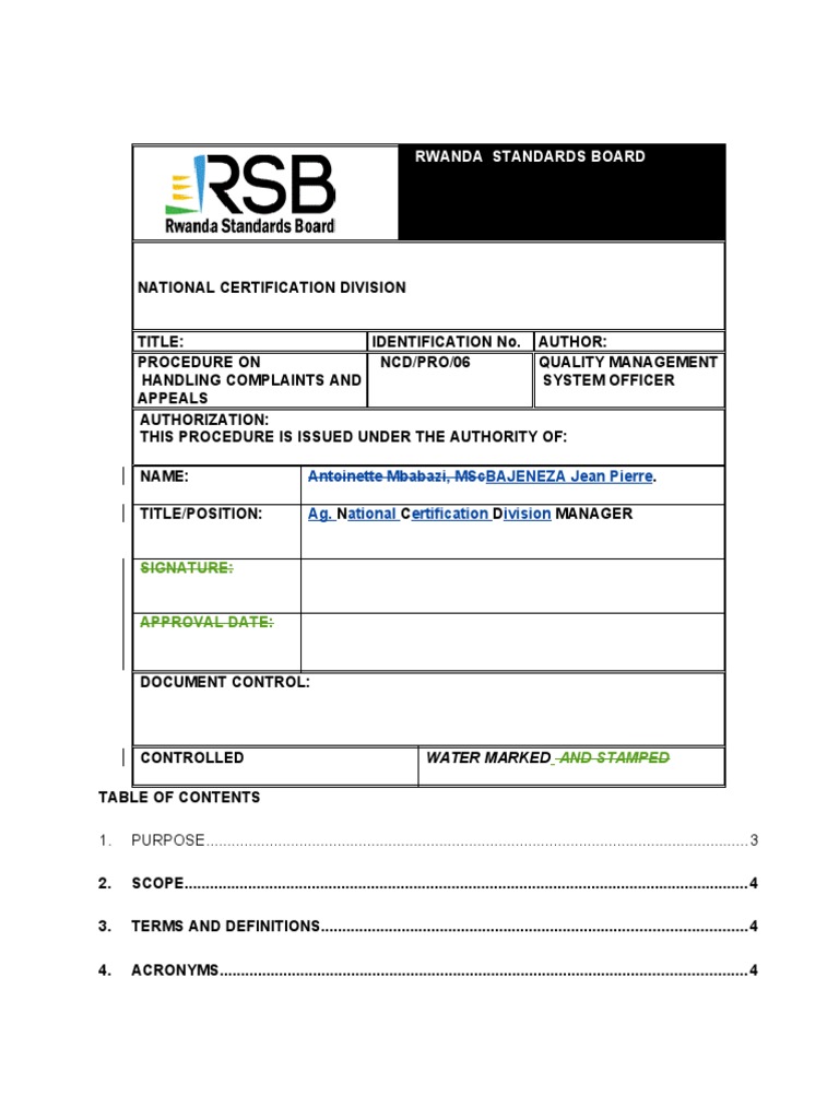 Procedure On Handling of Complaints and Appeals | PDF | Complaint | Appeal