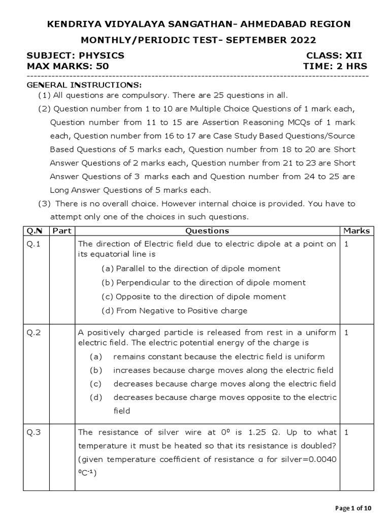 Xii QP Physics | PDF | Capacitor | Capacitance