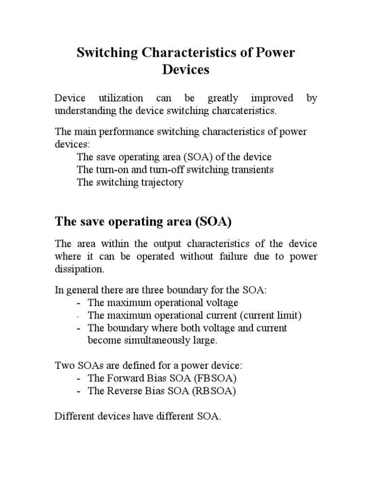 Switching Characteristics of Power Devices: The Save Operating Area ...