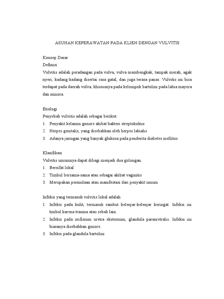 Asuhan Keperawatan Pada Klien Dengan Vulvitis | PDF
