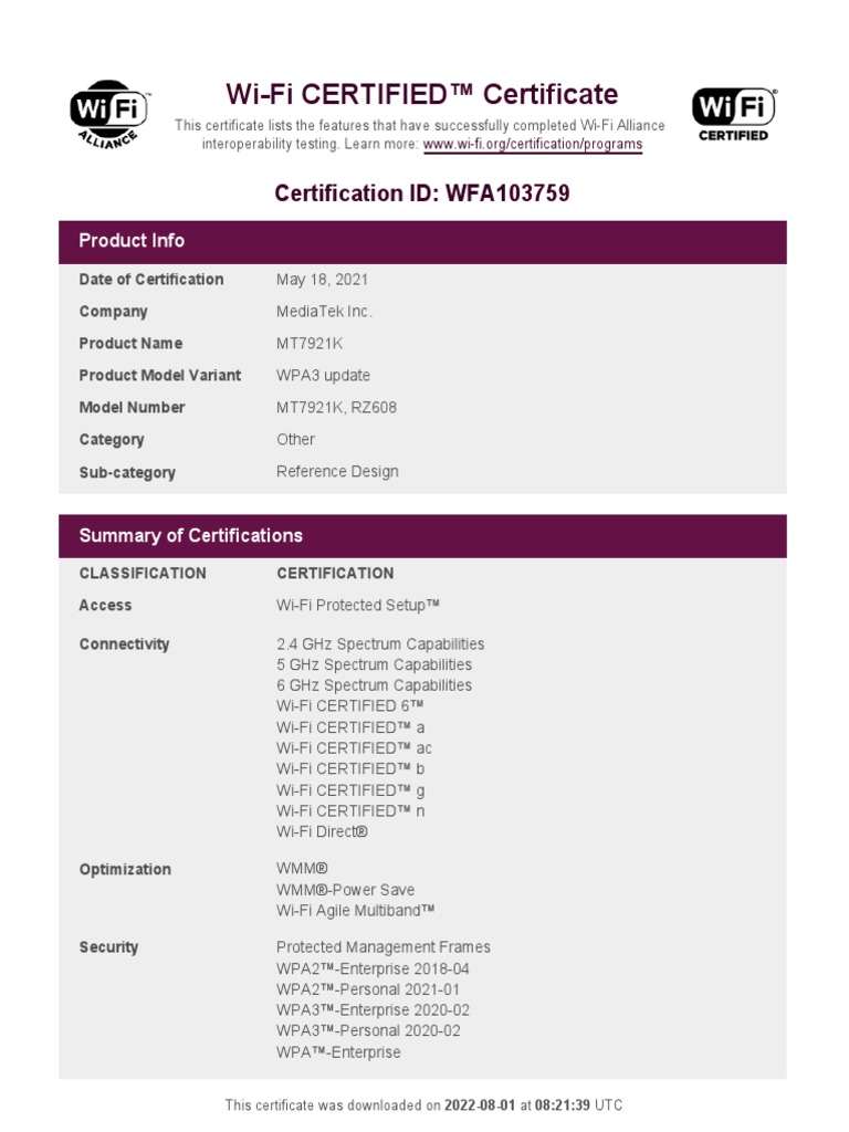 WFA103759 (WPA3 Update) | PDF | Wi Fi | Computing