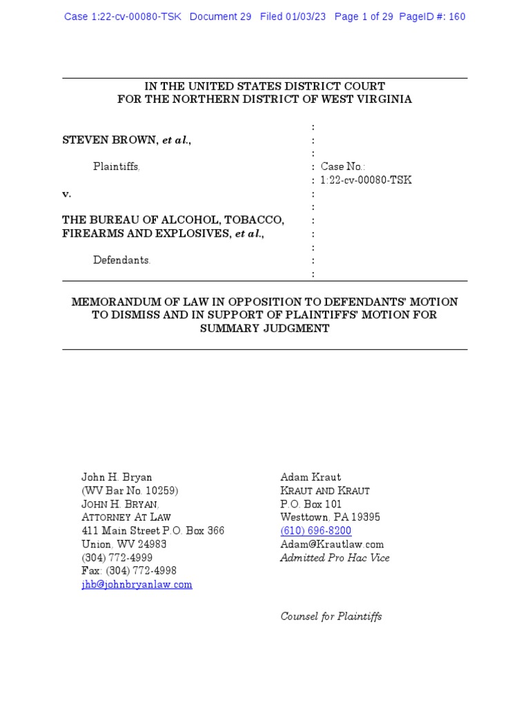 Opposition to Motion to Dismiss Case | PDF | Summary Judgment | Second Amendment To The United ...