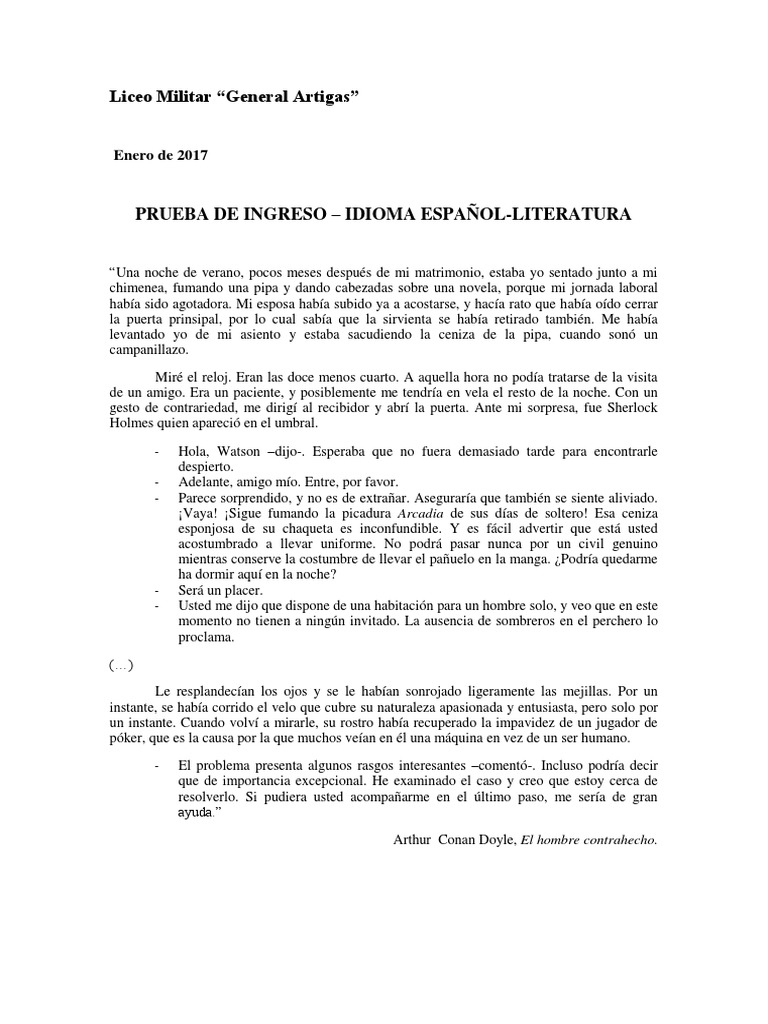 Prueba Ingreso 4 2017 LMGA | PDF | Sherlock Holmes | Dr. Watson