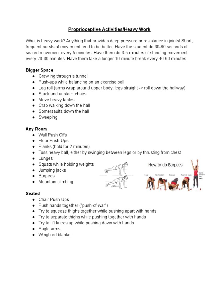 Proprioceptive Activities | PDF