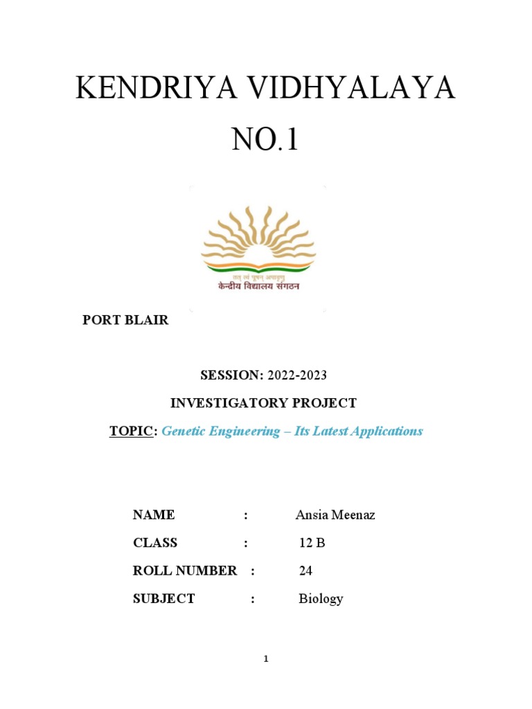 Biology Investigatory Project | PDF | Genetic Engineering | Genetically ...