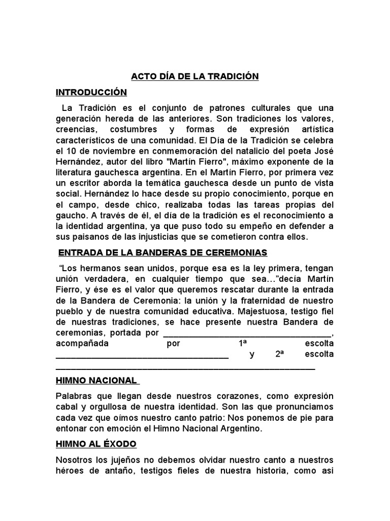 Acto Día de La Tradición | PDF | Tradiciones
