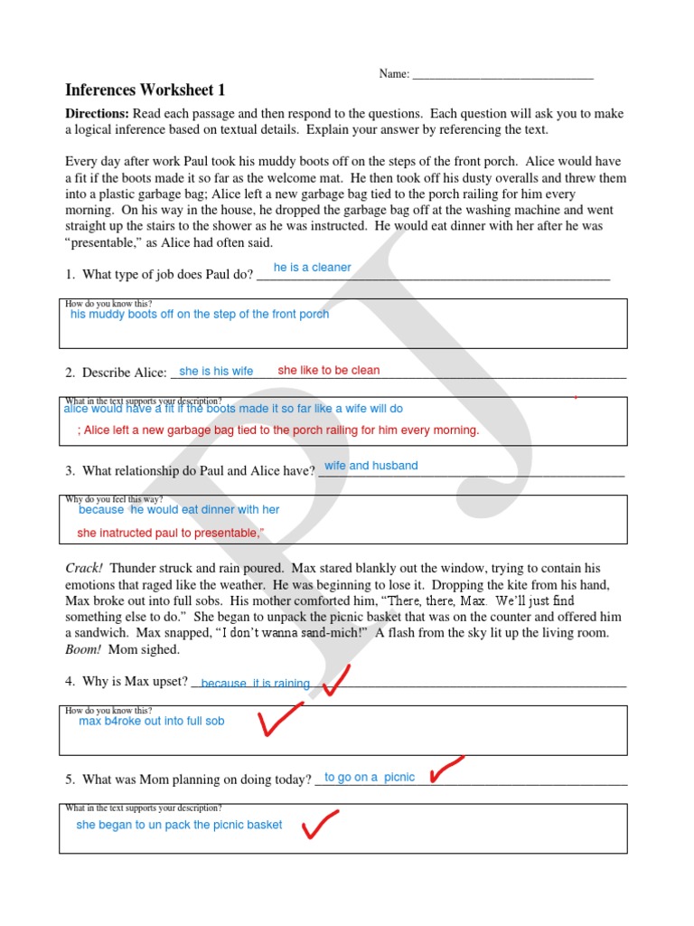Inferences-Worksheet-1 Done | PDF