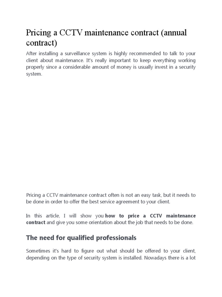 Pricing A CCTV Maintenance Contract | PDF | Closed Circuit Television ...
