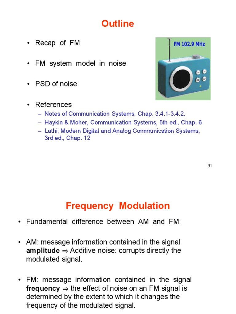 Noise Performnace FM - EEE367 | PDF | Frequency Modulation | Bandwidth (Signal Processing)