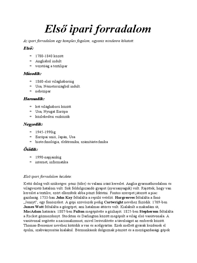 Első Ipari Forradalom | PDF