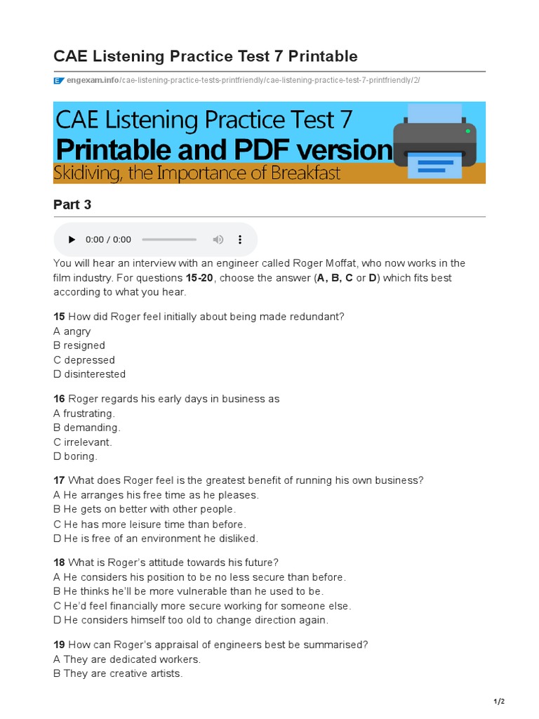 Engexam Info Cae Listening Practice Test 7 Printable 1 Pdf Social