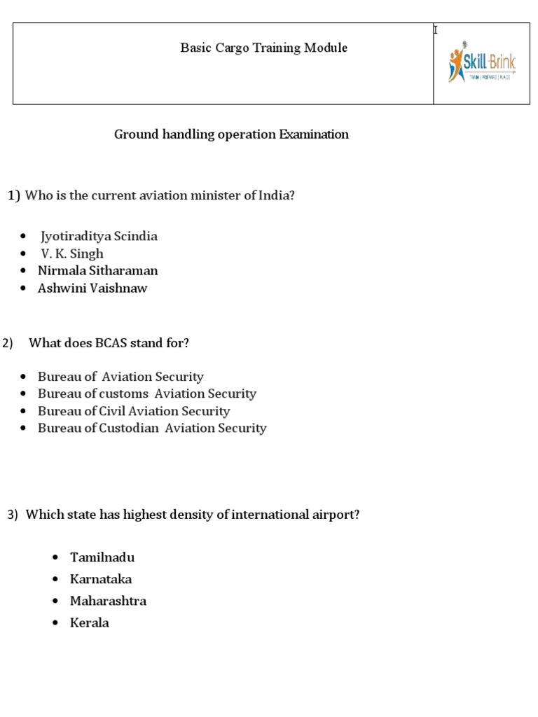 Basic Cargo Ground Handling Exam Questions | PDF | Airport | Air ...