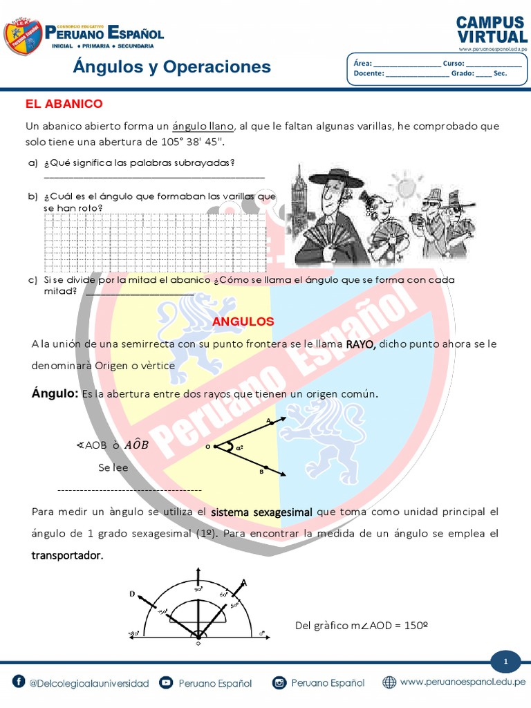 Clasificación de Ángulos para Sexto Grado | PDF | Ángulo | Medida ...