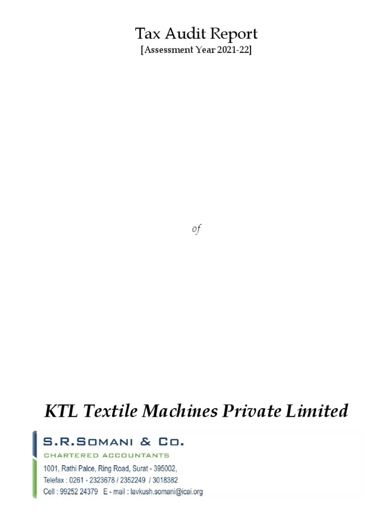 Tax Audit Report | PDF | Payments | Cheque