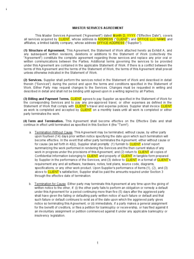 MSA Example 3 | PDF | Indemnity | Arbitration