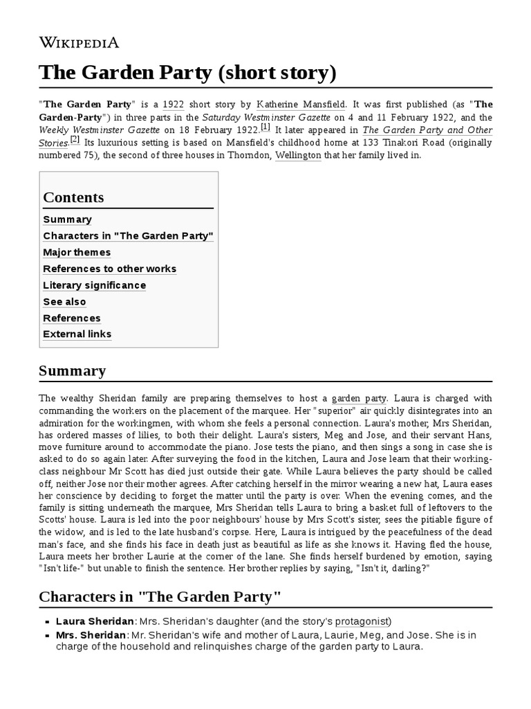 The Garden Party (Short Story) | PDF | Mystery, Thriller & Crime Fiction