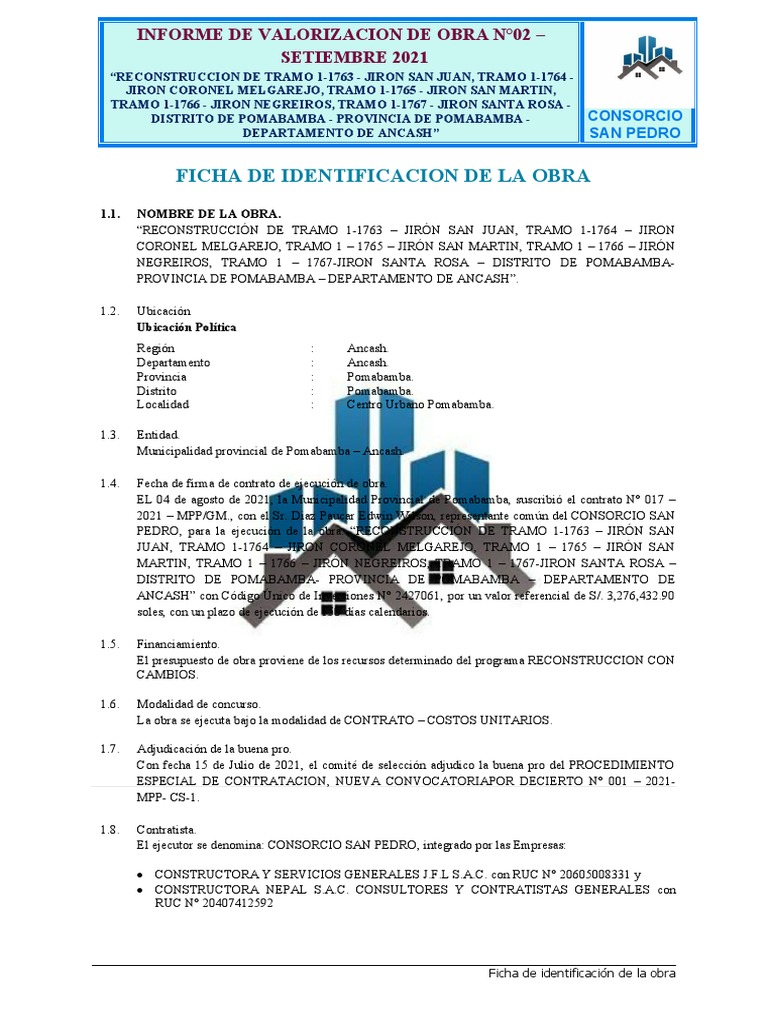 Ii.1 Ficha Tecnica de Obra | PDF