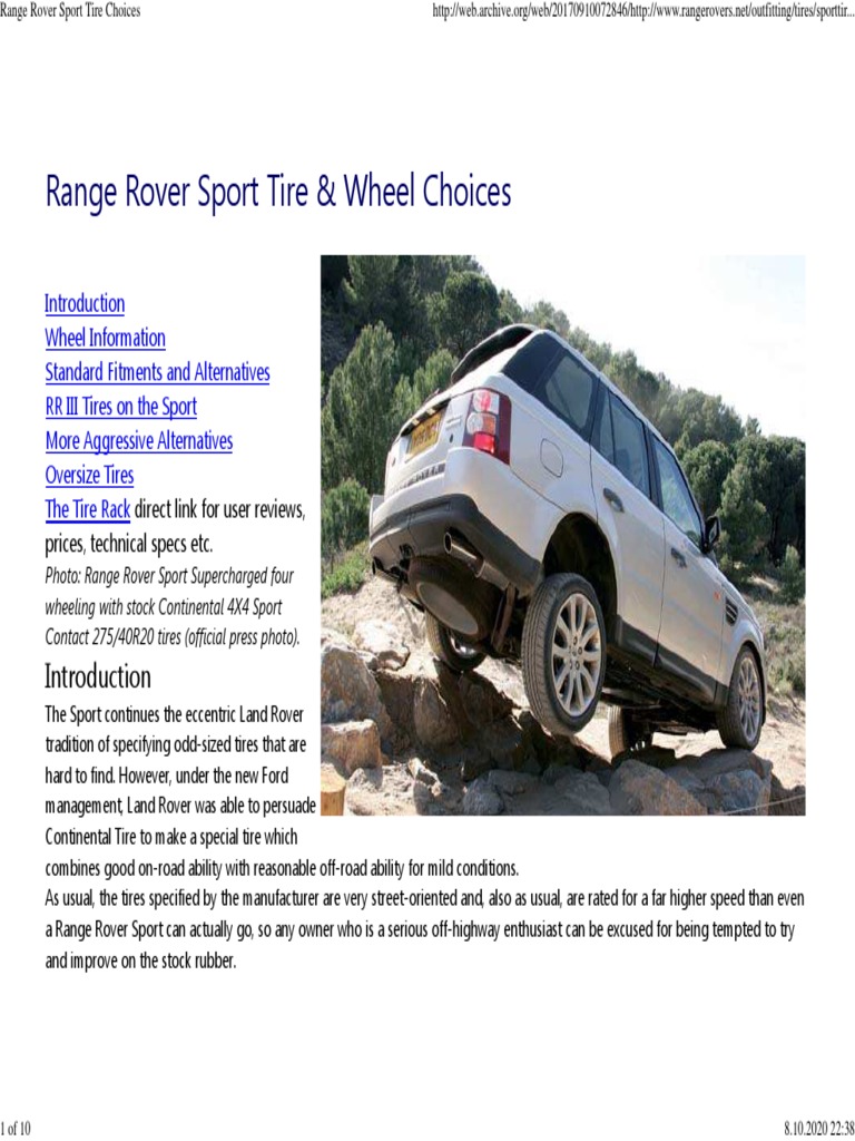 Range Rover Sport Tire Choices | PDF | Tire | Vehicles