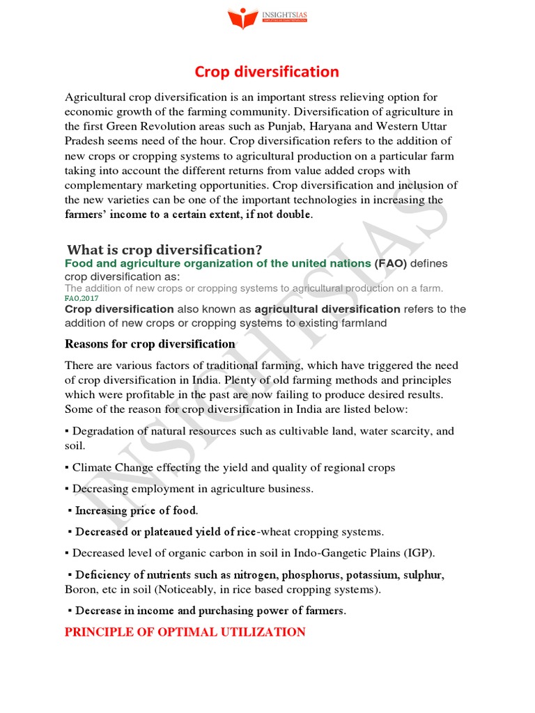 Crop Diversification Org Farming | PDF | Agriculture | Organic Farming