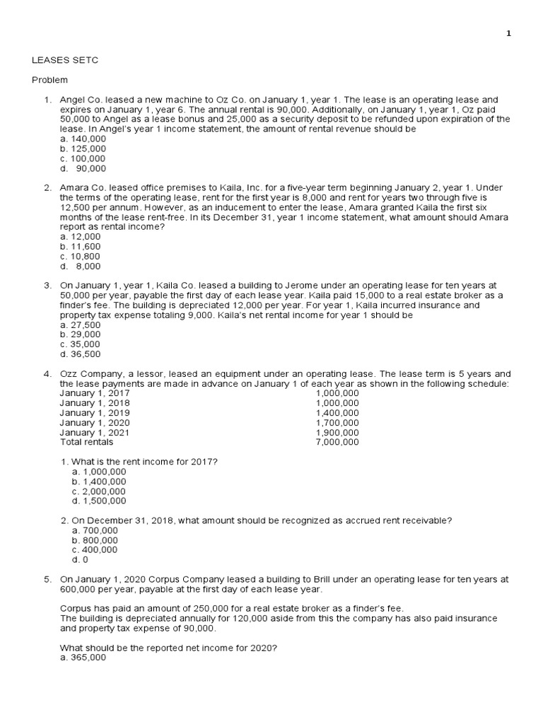 Leases Set C | Download Free PDF | Lease | Depreciation Leases Set C | Download Free PDF | Lease | Depreciation