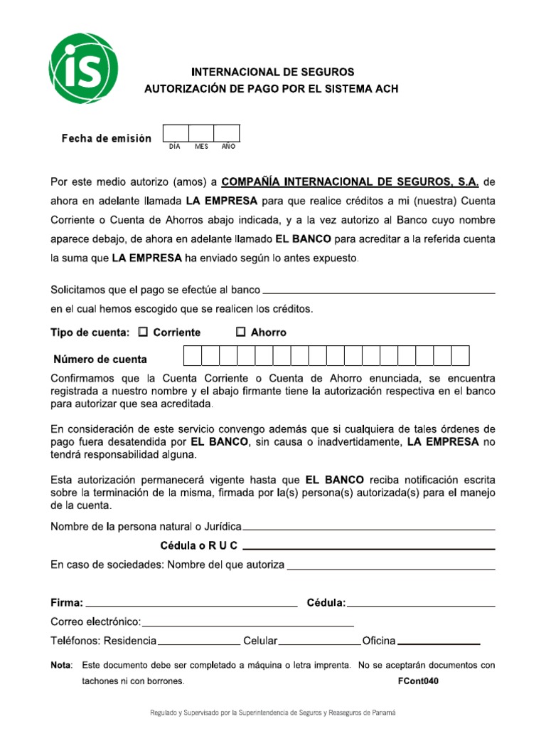 Formularios de Pago ACH 2019 | PDF