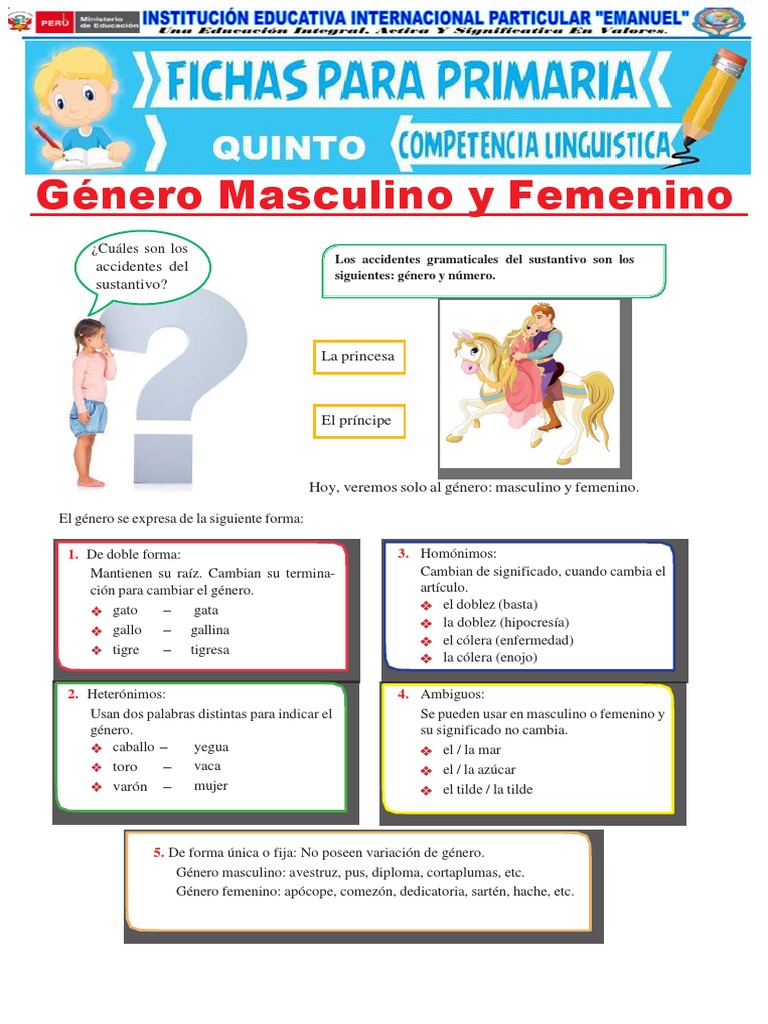 Género-Masculino-y-Femenino QUINTO | PDF