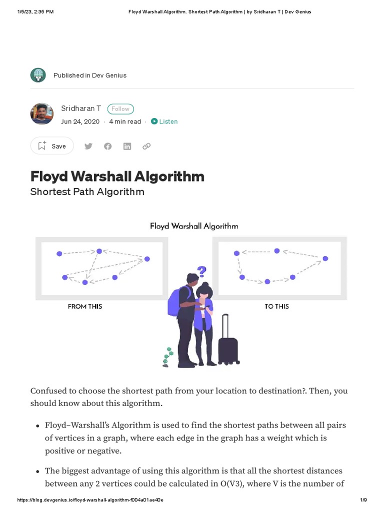 Floyd Warshall Algorithm. Shortest Path Algorithm - by Sridharan T ... Floyd Warshall Algorithm. Shortest Path Algorithm - by Sridharan T ...