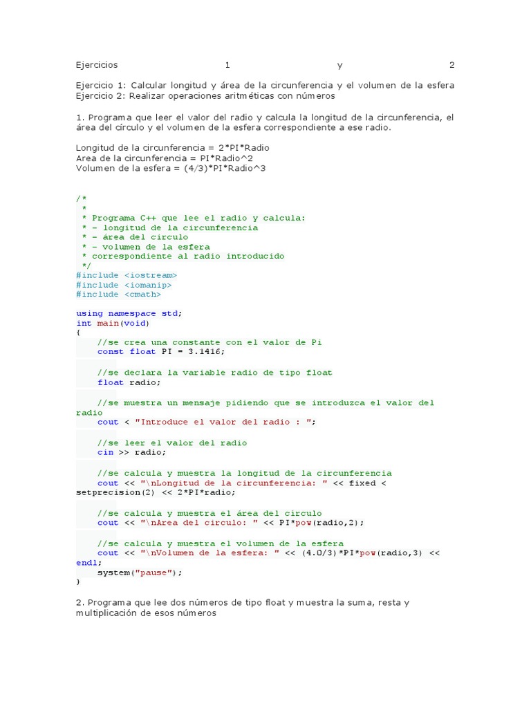 Ejercicios 1 y 2 | PDF | C ++ | Estructura de datos de matriz