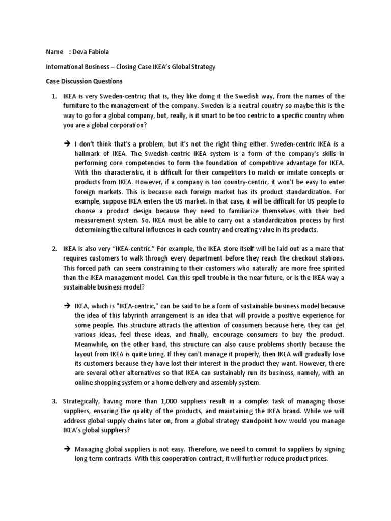 Closing Case IKEA's Global Strategy | PDF | Supply Chain | Public Sphere