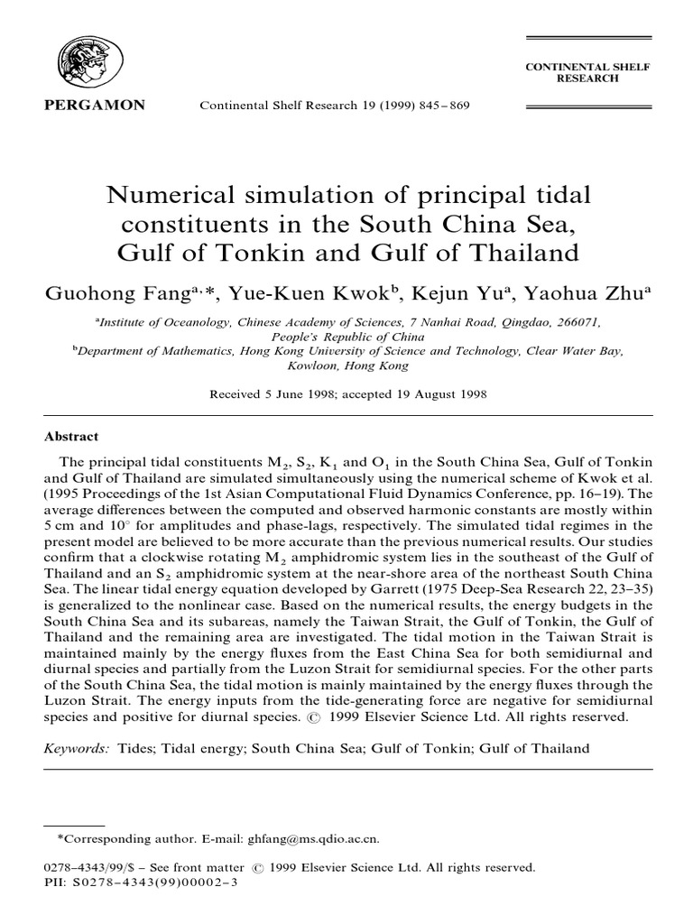 Numerical Simulation of Principal Tidal Constituents in the South China Sea, Gulf of Tonkin and ...
