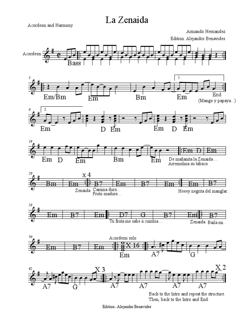 La Zenaida Lead Sheet - Ed AB | PDF