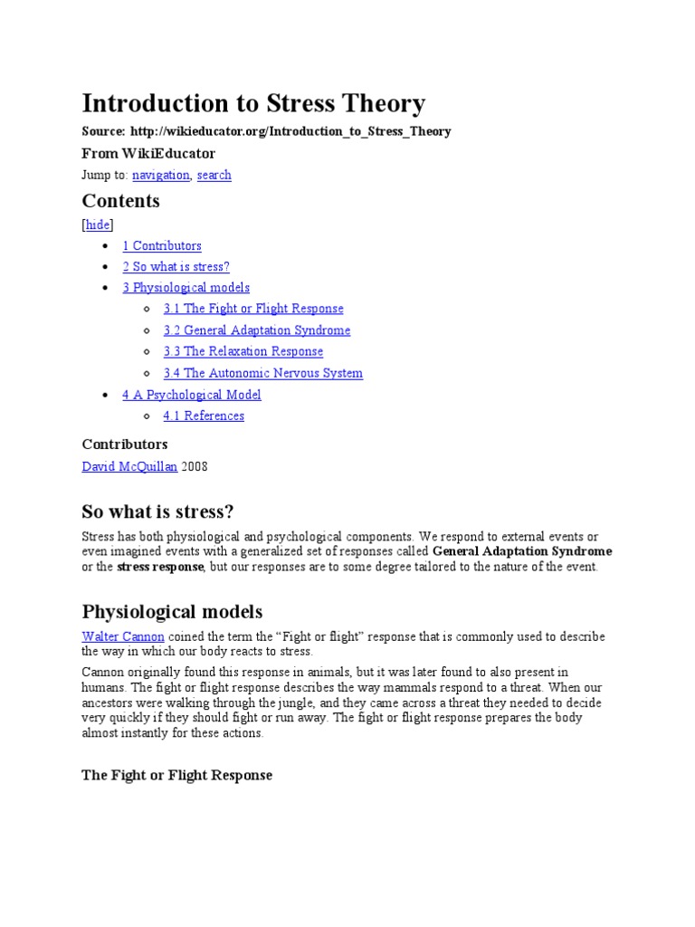 Introduction To Stress Theory | PDF | Fight Or Flight Response | Stress ...