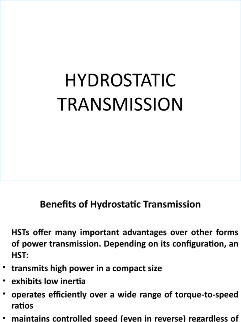 Hydrostatic Transmission1 | PDF | Pump | Chemical Engineering
