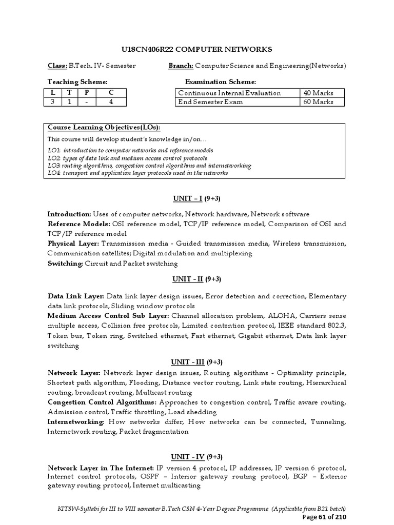 CN Syllabus | PDF | Computer Network | Network Switch