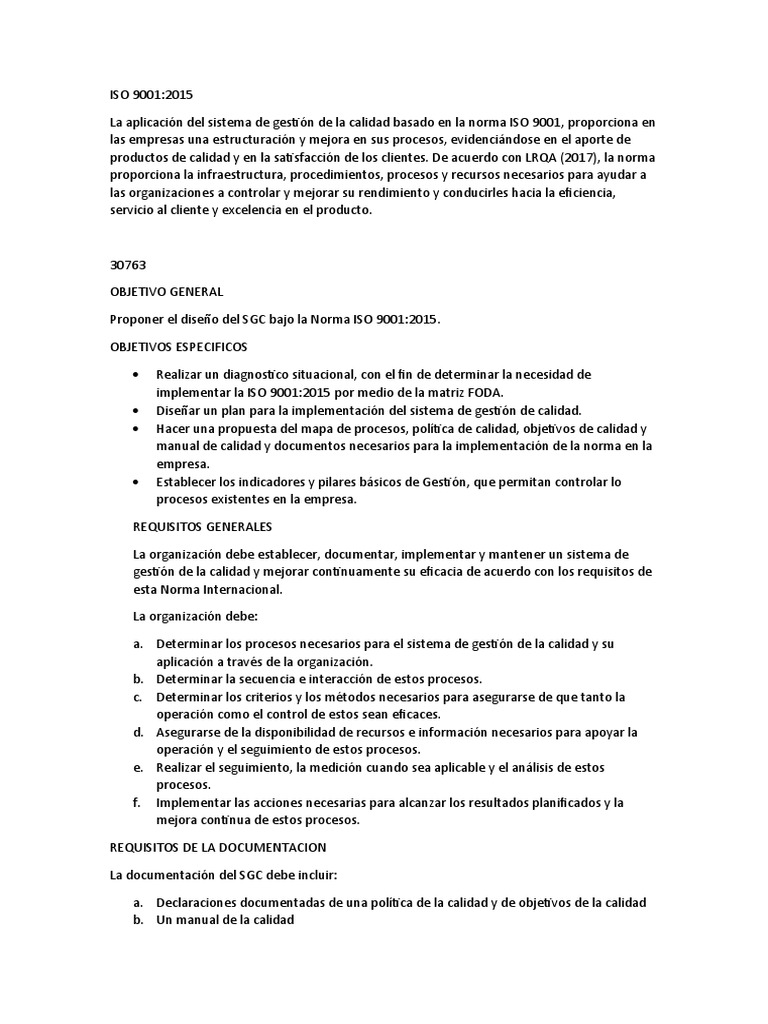 Iso 9001 Pdf Sistema De Manejo De Calidad Calidad Comercial