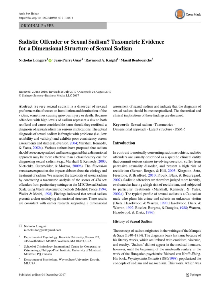 Sexual Sadism | PDF | Sadomasochism | Diagnostic And Statistical Manual Of Mental Disorders