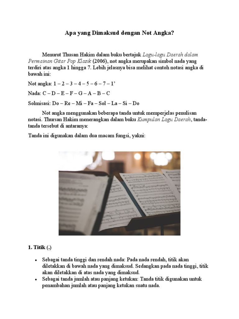 Pengertian dan Contoh Not Angka | PDF | Kajian Bahasa Asing