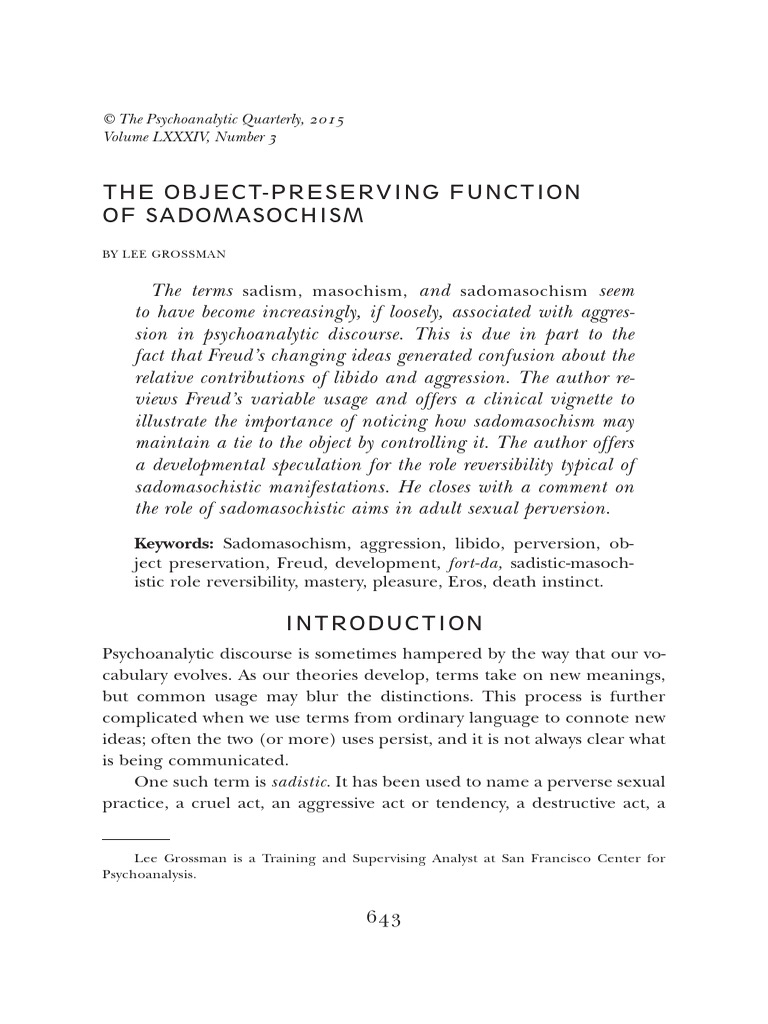 Sadism In-Depth | PDF | Sadomasochism | Psychoanalysis