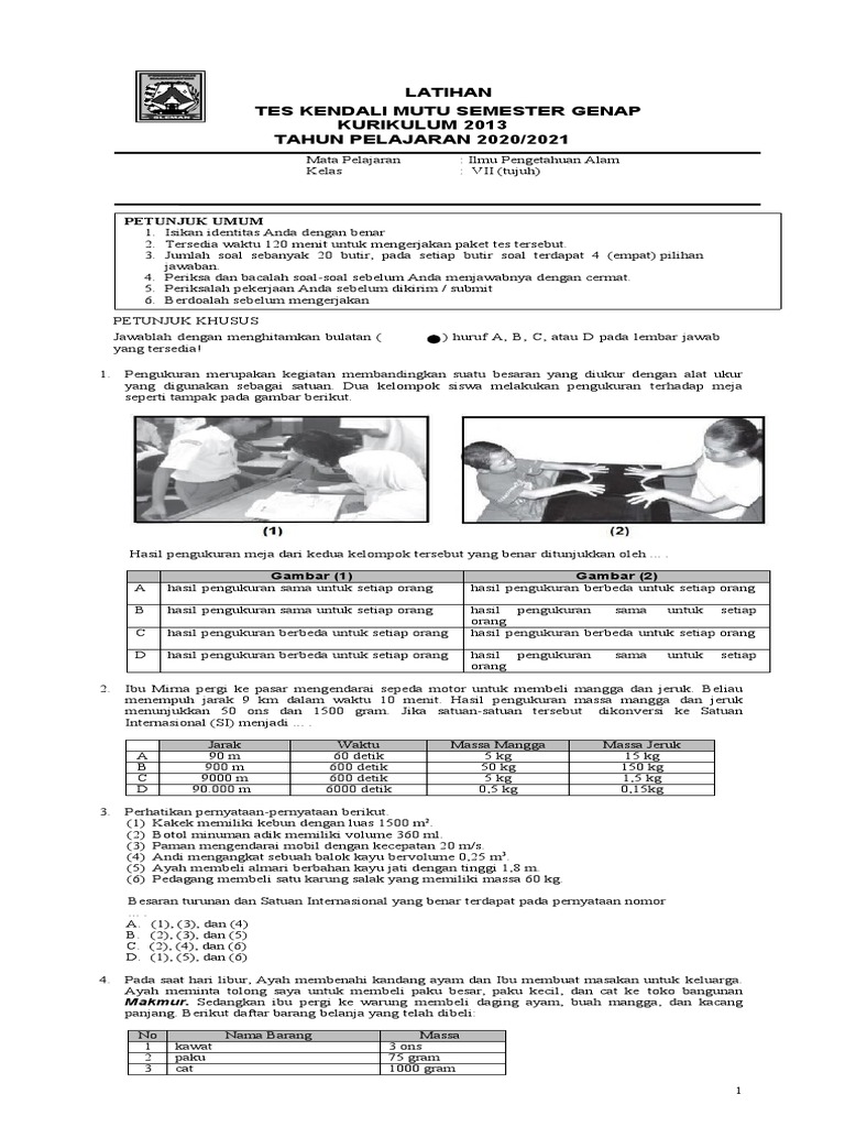 IPA - 7 - Latihan TKM | PDF