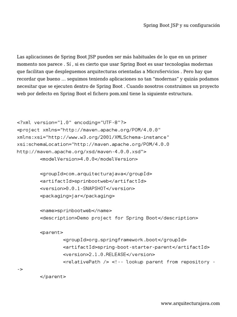 Cómo integrar JSP en aplicaciones Spring Boot | PDF | Programación de computadoras | Ciencias de ...