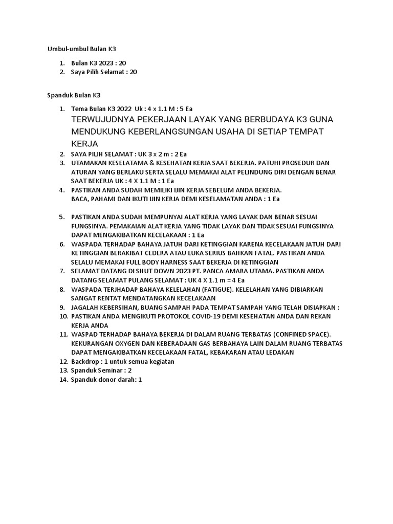 Umbul2 & Spanduk Bulan K3 2023 | PDF