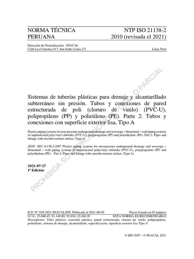 NTP ISO 21138-2 (Revisada El 2021) | Descargar gratis PDF | El plastico | Organización ...
