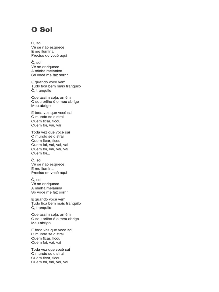 O Sol - Letra | PDF