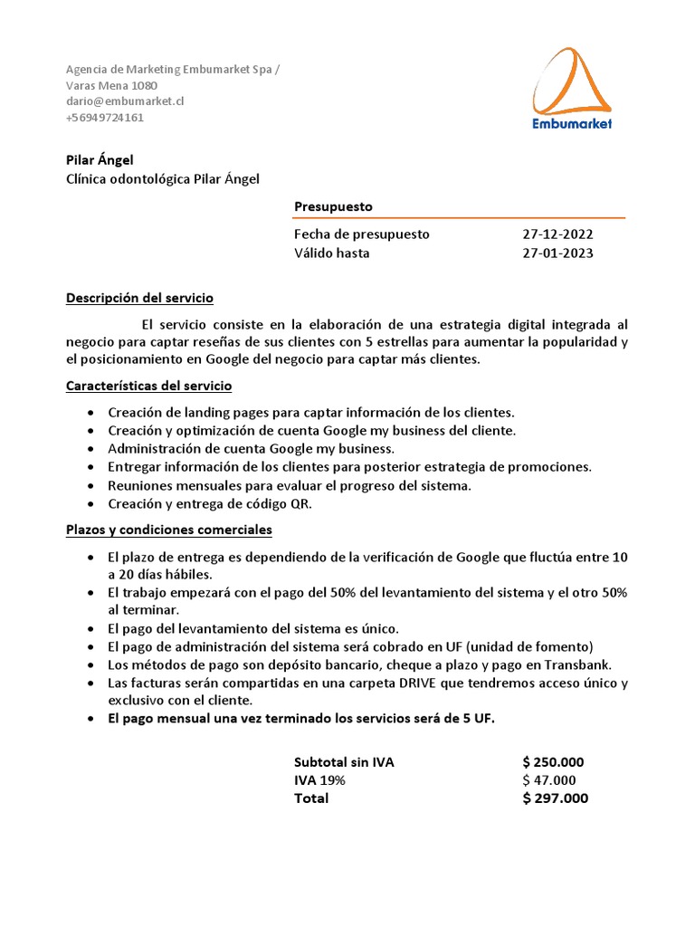 Presupuesto Pilar Angel | PDF | Presupuesto | Business