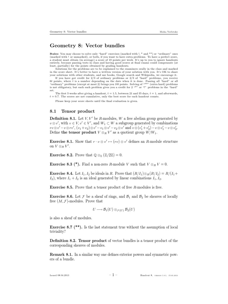 Geometry Excercises | PDF | Module (Mathematics) | Vector Space